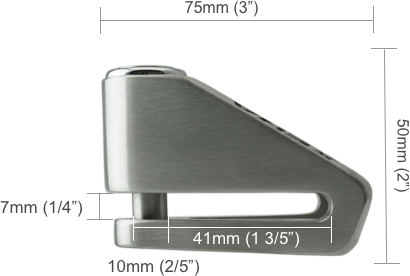 XENA Disc-Lock Dimensions - Strong Loud Smart Motorcycle Security
