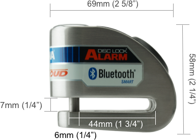 XENA Disc-Lock Dimensions - Strong Loud Smart Motorcycle Security